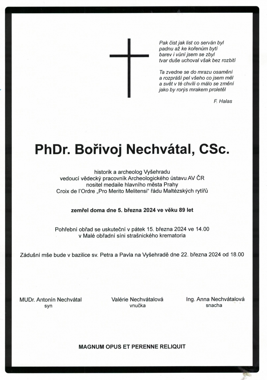 Zemřel Bořivoj Nechvátal - ARUP